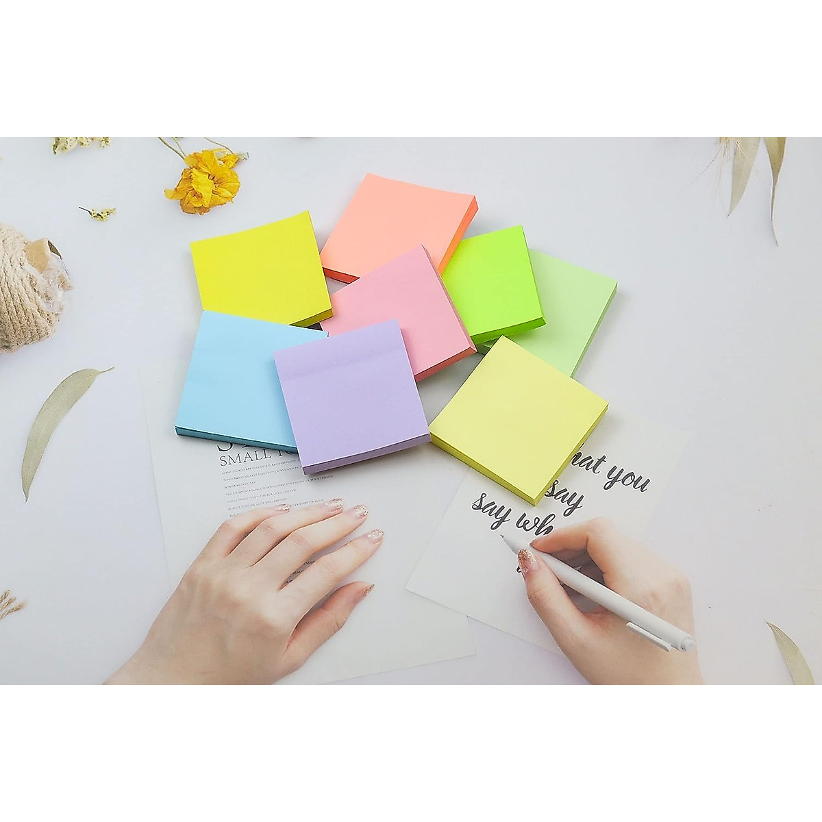 (8 Pack) Sticky Notes 3 x 3 in, Pastel Colorful Super Sticking Power Memo Post Stickies Square Sticky Notes for Office, Home, School, Meeting, 83 Sheets/pad