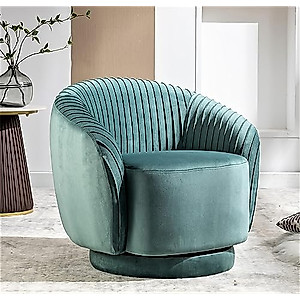 Container Furniture Direct Modern Barrel Swivel Chair with Plush Velvet Upholstery and Smooth 360° Rotation, Round Accent One-Seater Sofa for Living Room, Bedroom and Office, Mint Green