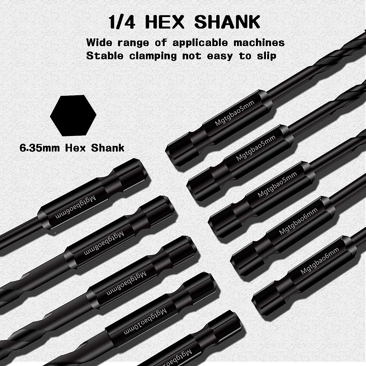 10PC 3/16 inch Black Concrete Drill Bit Set, Mgtgbao 5MM Masonry Drill Bits for Tile,Brick, Plastic and Wood,Tungsten Carbide Tip Best for Wall Mirror and Ceramic Tile on Concrete and Brick Wall