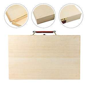 Wakauto 1pc Unfinished Wooden Painting Box with Locking Clasp,Multi-purpose Storage Case Drawing Art Accessory Wood Treasure Chest for Holds Markers, Paint, Brushes, Pencils
