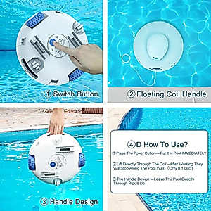Kalamotti Cordless Robotic Pool Cleaner - Pool Vacuum for Above Ground Pools Powerful Suction Rechargeable Battery, Lasts 140 Mins, Built-in Water Sensor Technology for Pool Surface
