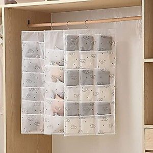 Anller Hanging Shelves, Dual Sided Wall Shelf Wardrobe Storage Bags, Closet Hanging Pockets with Rotating Metal Hanger, for Bra Socks Underwear Underpants, 2 Pack