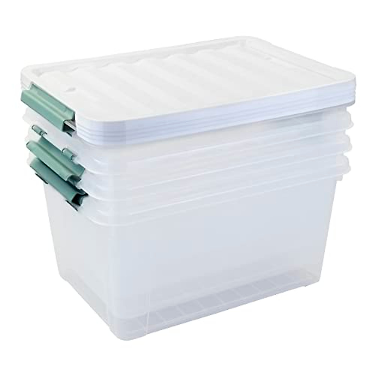 Parlynies 4-Pack Large Stackable Storage Boxes, 35 Quart Plastic Storage Bins with Lid, Clear