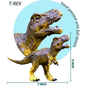 OuMuaMua Dinosaur Toys, Plastic Dinosaur Figure Set, Ideal Education Toys for Kids and Toddler, Including T-Rex, Stegosaurus, Monoclonius, 6 to 7 Inch Large Size, 6 Pack