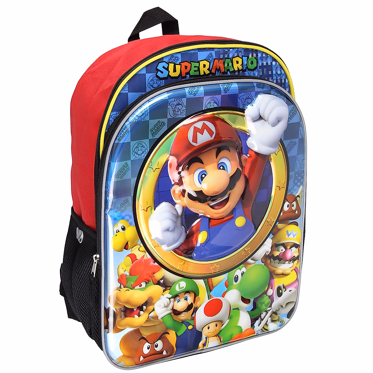 Nintendo Super Mario Bros All Over Character Molded Iridescent 16" Backpack
