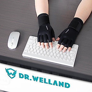 Dr.Welland Medical Arthritis Gloves with Strap, Best Open Finger Glove Hand Wrist Support for Rheumatoid Arthritis