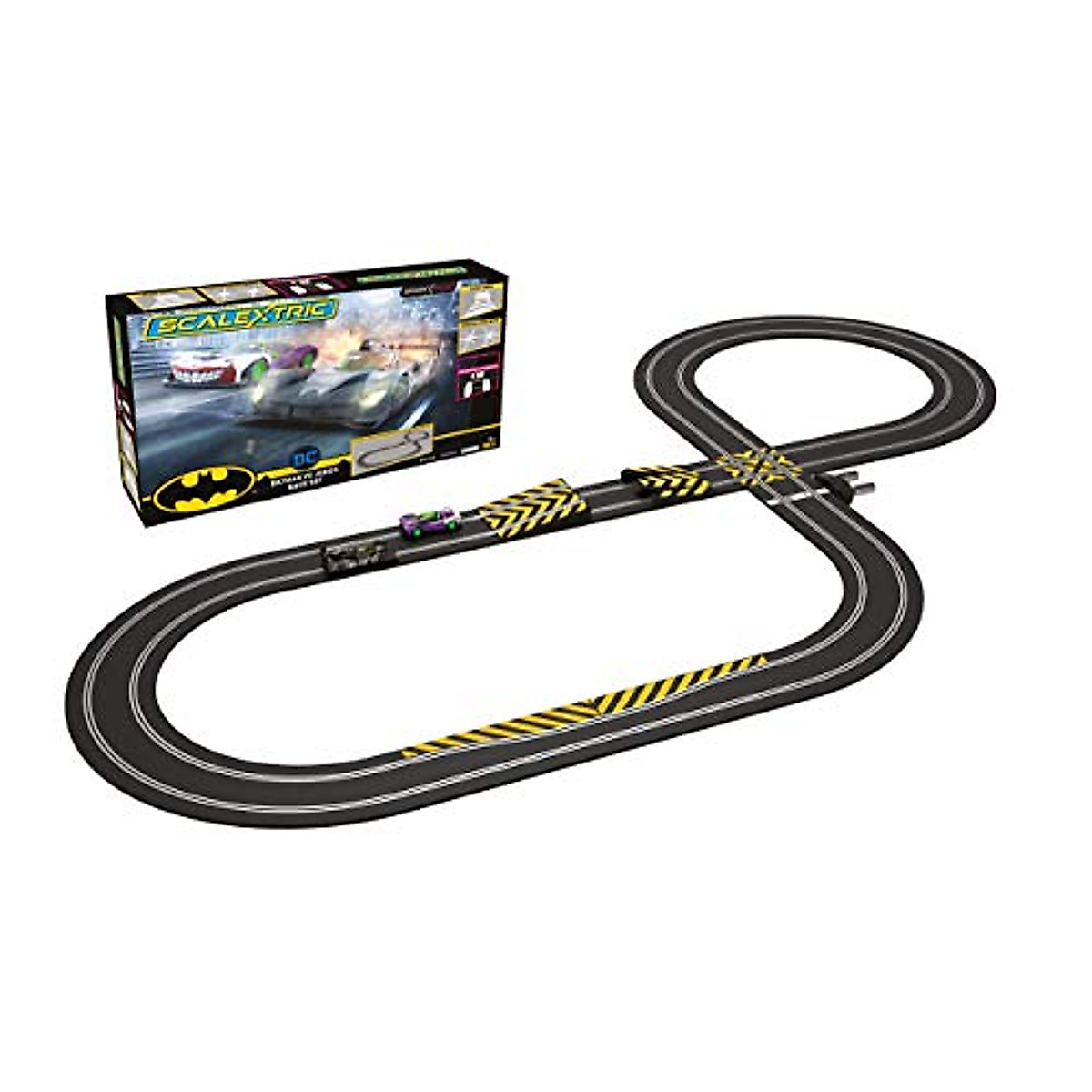 Scalextric Batman vs Joker 1:32 Spark Plug Slot Car Race Track Set C1415T, Black