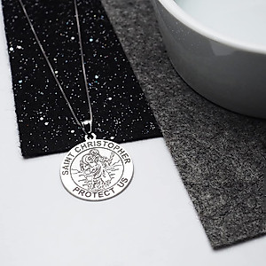 PicturesOnGold.com Saint Christopher Religious Round Medal - EXCLUSIVE- Sterling Silver - 3/4 x 3/4 Inch