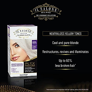 Il Salone Milano Plex Rebuilder - Yellow Remover Hair Dye Kit for Blonde, Grey, White, Natural or Colored Hair - Neutralizes Brassy Tones - Professional Salon - Paraffin, Paraben, Ethyl Alcohol Free