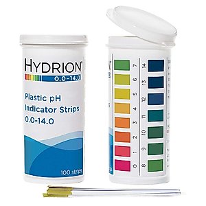 Micro Essential Lab 9800 Plastic pH Test Strips, 0.0 - 14.0 pH 1 Vial of 100 strips
