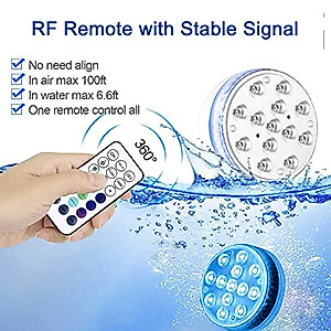 Sunyel Submersible LED Pool Lights, Battery Operated Color Changing Underwater LED Light Waterproof with Remote (2 Packs)