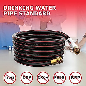 Y-ASQA Heavy Duty Garden Hose 5/8 Inch 100 ft, Premium Contractor Leakproof durable Kink Free Braid Vinyl Black Coiled rubber Garden water Hose