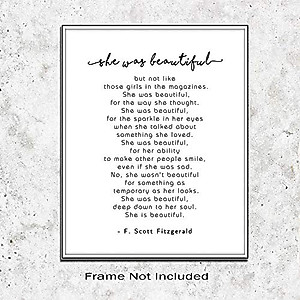 She Was Beautiful Girls Sign，Nursery Decor, Love Quote, Bedroom Decor, Inspirational Quote Prints 8 x 10 Inches Shimmer Art Paper Unframed