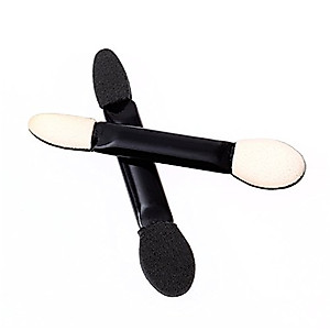 KINGMAS 100 Pack Disposable Eyeshadow Brush, Double Ended Sponge Eye Shadow Applicator Makeup Brushes - Black