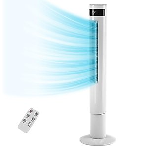 R.W.FLAME Tower Fan with Remote Control,Standing Fan for Office, Oscillation Fan, 3 Wind Modes,Time Settings,LED Display(43", White)