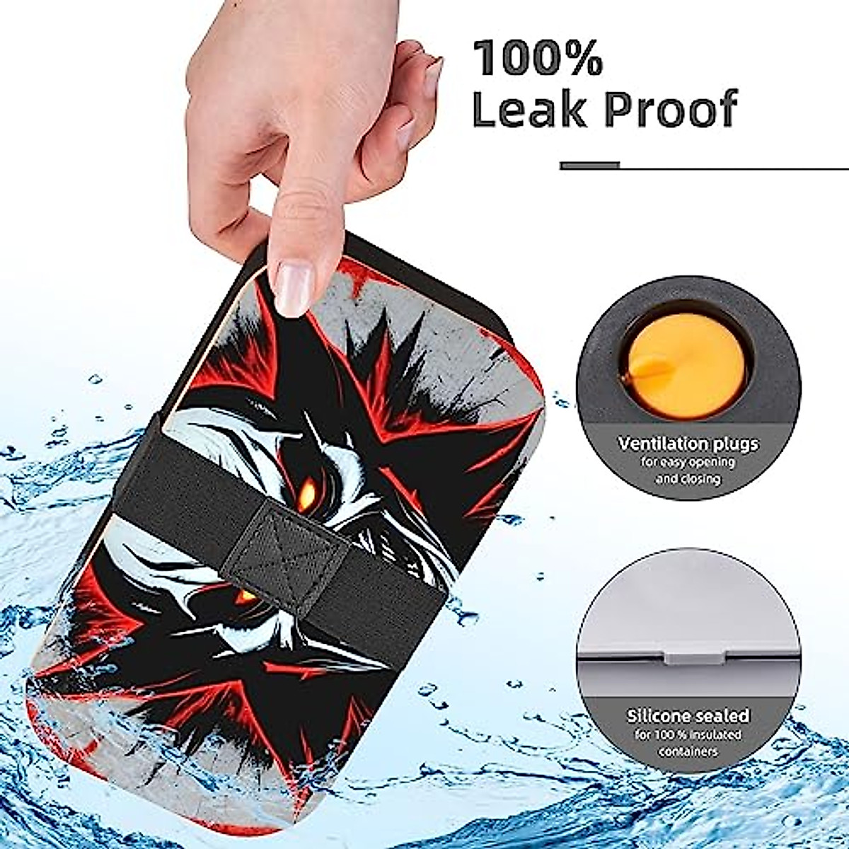 Red And Black Evil Ghost Adult Lunch Box, Bento Box, With Cutlery Set Of 3, 2 Compartments, Rectangular, Lunch Box For Adults