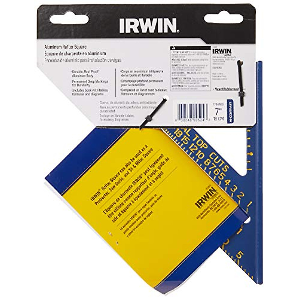 IRWIN Tools Rafter Square, Hi-Contrast Aluminum, Blue , 7-Inch (1794463)