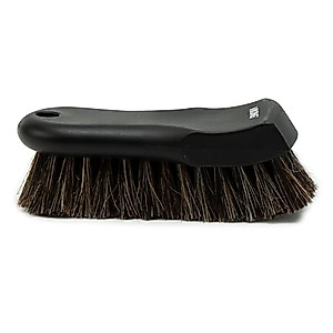 VIKING Leather and Upholstery Cleaning Brush with Natural Boars Hair and Synthetic Fibers for Car Interior, Home, Couch, Stain Remover, Black