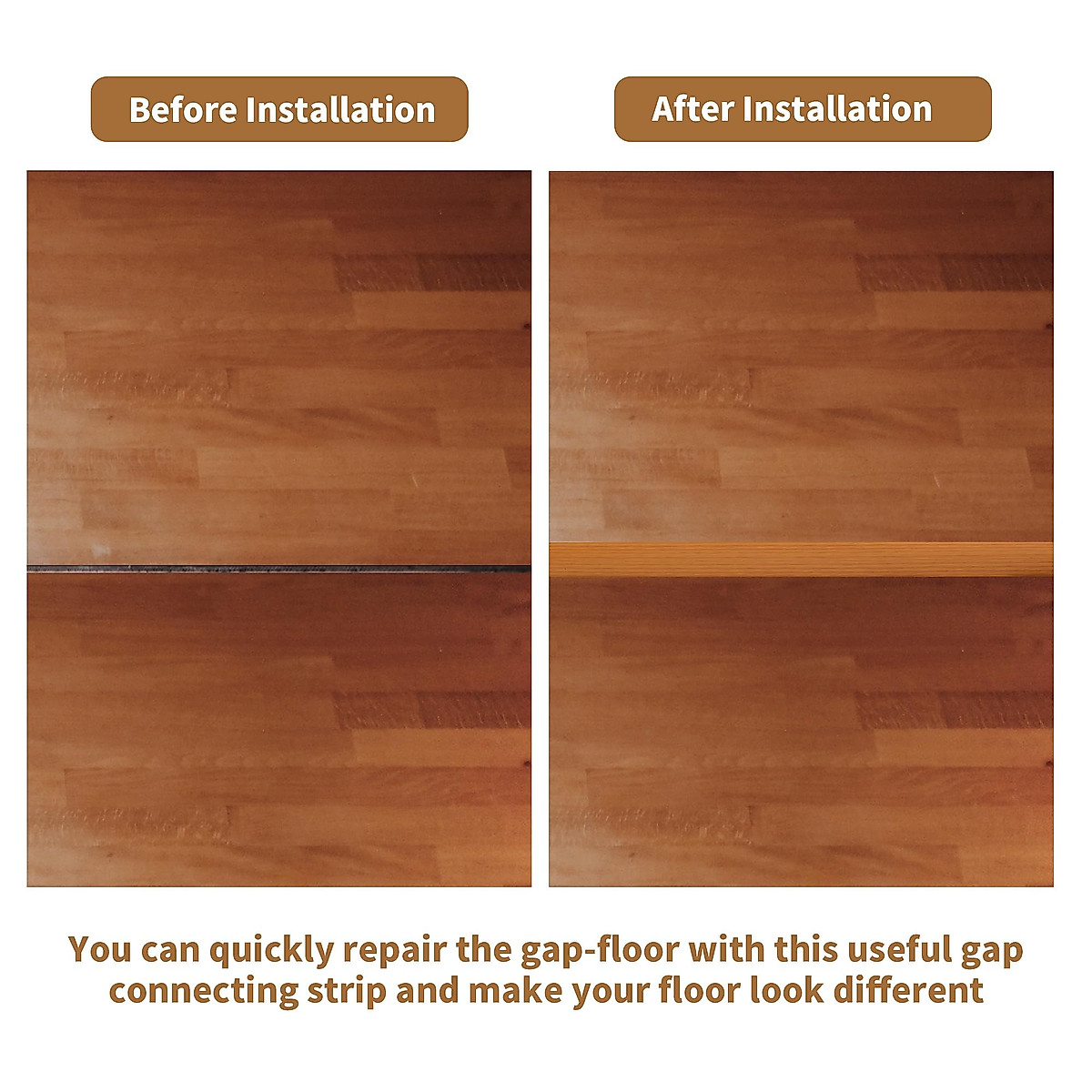 10 FT Flat Floor Transition Strip, 2" Wide Self Adhesive Vinyl Floor Edge Strip, Brown Wood Grain Transition Strip for Flooring