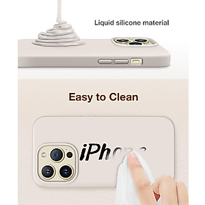 GONEZ for iPhone 14 Pro Max Case Silicone, Compatible with Magsafe, with 2X Screen Protector + 2X Camera Lens Protector, Liquid Silicone Shockproof Protective iPhone 14 ProMax Case, Stone