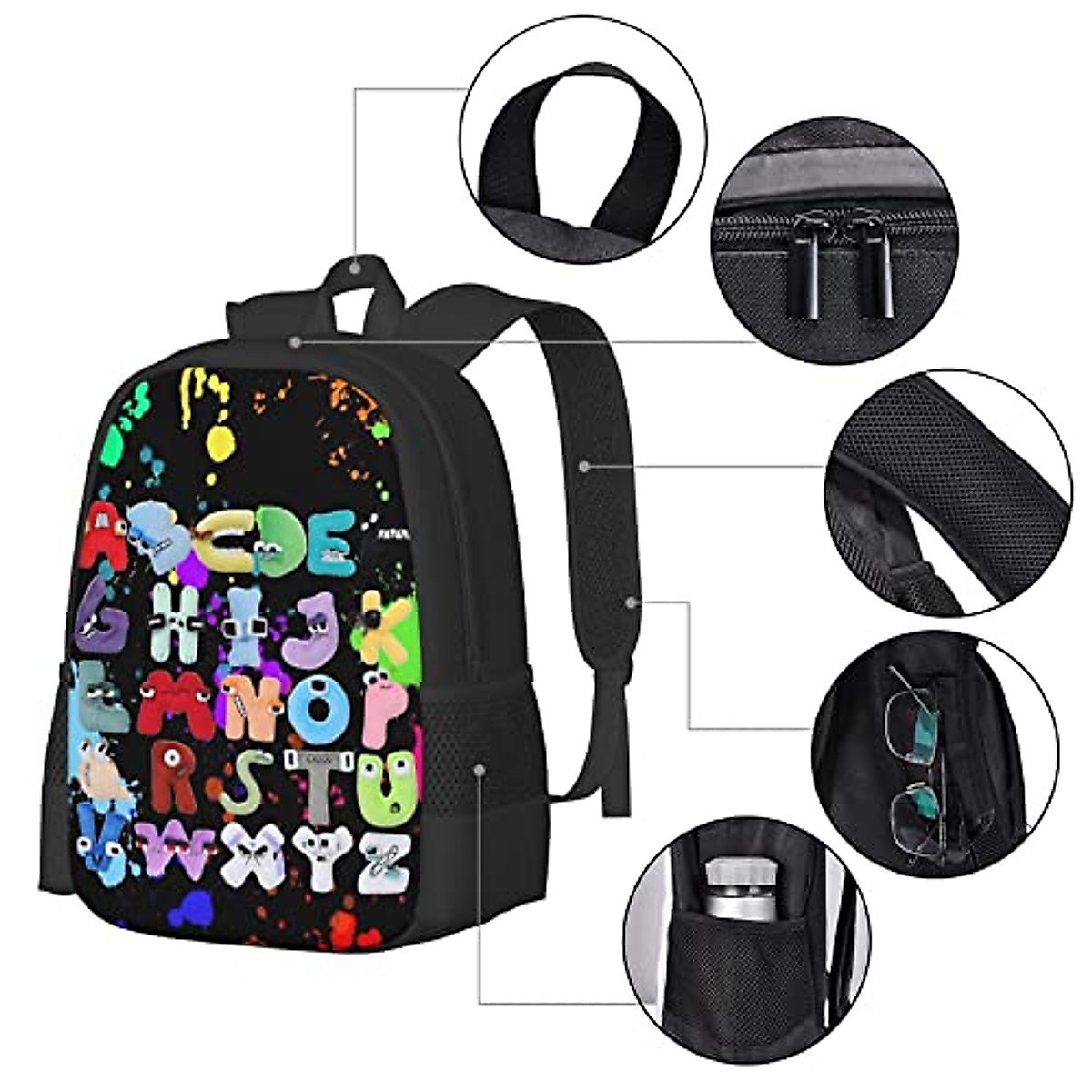 OOIL Alphabet Lore Unisex Cartoon Backpack Travel Bag Teens Game Bag Casual Backpack