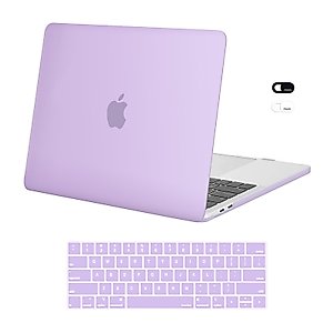 MOSISO Compatible with MacBook Pro 13 inch Case M2 2024, 2023, 2022-2016 A2338 M1 A2251 A2289 A2159 A1989 A1708 A1706, Plastic Hard Shell Case & Keyboard Cover Skin & Webcam Cover, Light Purple