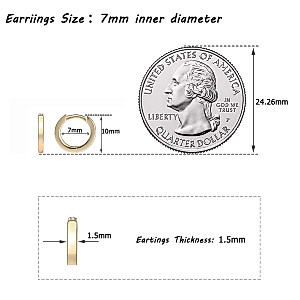 925 Sterling Silver Small Gold Hoop Earrings for Women Girls 14K Gold Huggie Earrings Tiny Hypoallergenic Cartilage Earrings Hoops 5mm 6mm 7mm 8mm 9mm 10mm 12mm