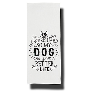 Cute Dog Kitchen Towels Set Funny Dish Towels for Puppy Dog Lovers Gifts for Women or Men Dog Hand Towels Set of 5 Cotton Flour Sack Towels 16” x 28”