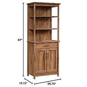 Sauder Coral Cape Library with Doors, L: 26.77" x W: 16.18" x H: 66.97", Sindoori Mango Finish