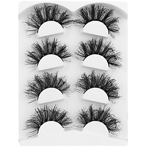 ALPHONSE Lashes 25MM Fluffy Mink False Lashes 8D High Volume Long Thick Dramatic Crossed Fake Eyelashes Pack 4 Pairs