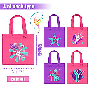 BANBALLON 20 Packs Gymnastic Party Favor Bags Birthday Non-Woven Bags Reusable Gymnastic Goodie Gift Treat Candy Bags for Baby Shower Gymnastic Birthday Party Decorations