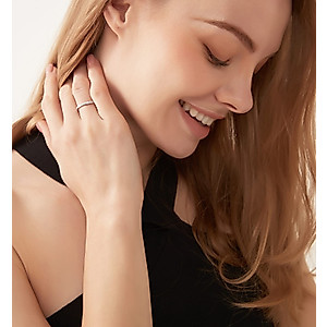 TIGRADE 2mm Women Titanium Eternity Ring Half Cubic Zirconia Anniversary Wedding Engagement Band (silver, 6.5)