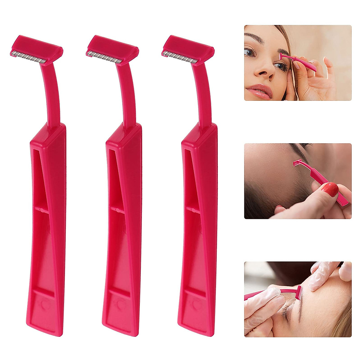 HEALLILY 6pcs Eyebrow Razor Stainless Steel Eyebrow Shaving Tool Facial Hair Remover Manual Beard Shaver for Women Men Beauty Travel Red