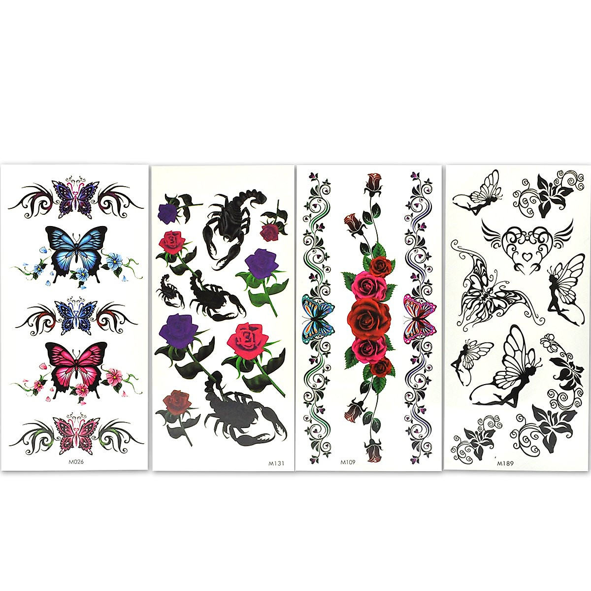 Lady Up Temporary Tattoos Stickers 20 Sheets Body Art Flowers, Roses, Butterflies Tattoo for Women, Mixed Style and Multi-Colored Waterproof 90×190mm