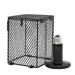 MODUODUO Reptile Lampshade Heating Lamp Shade 100W Ceramic Lamp & Cubiod Heater Guard Anti Scald for Lizards Spider and Amphibians Tortoises Gecko