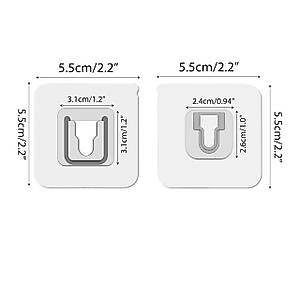 10 Pairs Double Sided Adhesive Wall Hooks Transparent - Self Mount Holder Hanger, Strong A+B Buckle Combination, 22lbs/10kg Max Heavy Duty, No-Trace Hanging for Bathroom, Kitchen, Office (20pcs)