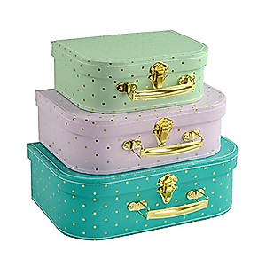 Paperboard Suitcases - Set of 3 Decorative Storage Boxes - Mini Cardboard Suitcase, Decorative Boxes, Doll Clothes Storage, Decorative Gift Box for Christmas, Cute Storage Box-Photo Storage