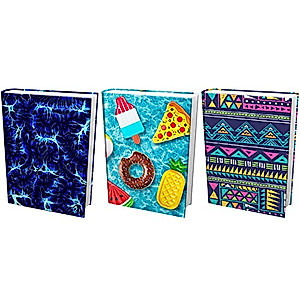 Easy Apply, Reusable Book Covers 3 Pk. Best Jumbo 9x11 Textbook Jackets for Back to School. Stretchable to Fit Most Large Hardcover Books. Perfect Fun, Washable Designs for Girls, Boys, Kids and Teens