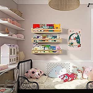 Lixintray Floating Bookshelf 24 Inches Set of 3, Wall Mounted Nursery Book Shelves for Bathroom Decor, Kids Room, Kitchen Spice Rack, Book Shelf Organizer for Baby Nursery Decor