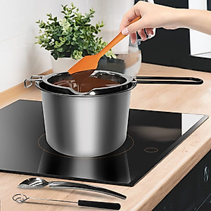 Artcome Double Boiler Melting Pot Set - 600ML/0.6QT Chocolate Melting Pot, 1600ML/1.7QT Stainless Steel Pot, Decorating Spoons, Silicone Spatula and Dipping Tool for Melting Chocolate, Candy, Soap