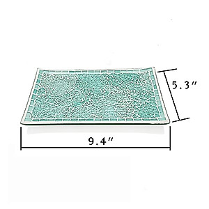 LushAccents Bathroom Accessories Set, 5-Piece Decorative Glass Bathroom Accessories Set, Soap Dispenser, Soap Tray, Vanity Tray, Jar, Toothbrush Holder, Elegant Seafoam Green Mosaic Glass