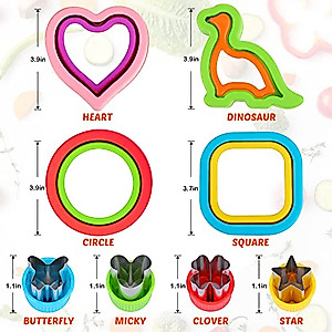 Sandwich Cutter and Sealer for Kids Uncrustables Maker 8PCS Heart Circle Square Dinosaur Shape Cookie Cutters Bread Decruster Pancake Maker DIY Sandwich Cutter for Kids Boys Girls Adults Bento Box