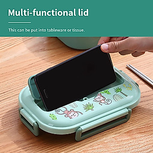 ArderLive 316 Stainless Steel Bento Lunch Box with Utennsil & Bag - 3 Compartment 25oz Compact Lunch Containers for Adults, BPA-Free, Dishwasher Freezer Safe, Food-Safe, Green