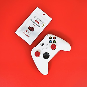 Setex Gecko Grip, Thumbstick Grip Covers, for PlayStation PS5, PS4, Xbox One, Switch Pro, Steam Deck, Anti-Slip Microstructured Analog Stick Thumb Grips, (1 Pair) Red, Grip Covers Only