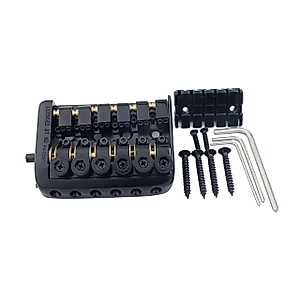 Guyker 6 String Saddle Headless Guitar Bridge Tailpiece With Worm Involved String Device for Headless Guitar Accessories Replacement Part W2004 Black