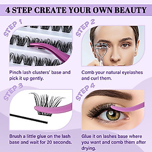 Lash Clusters 144PCS Volume Individual Lashes 8-18mm B&Q Eyelash Clusters Diy Cluster Eyelash Extensions Wispy Cluster Lashes Beginner Eyelash Extension Long Lasting Lashes Wispy(DTFD-Classic)