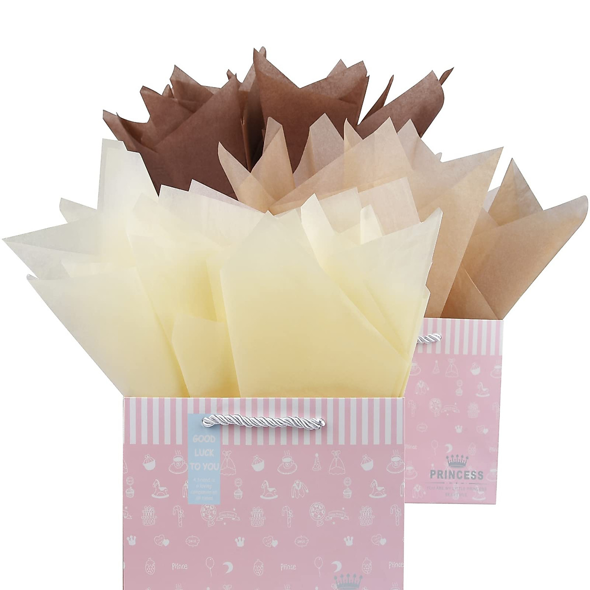 PLULON 60 Sheets Pink Tissue Paper Bulk and 60 Sheets Brown Tissue Paper Bulks