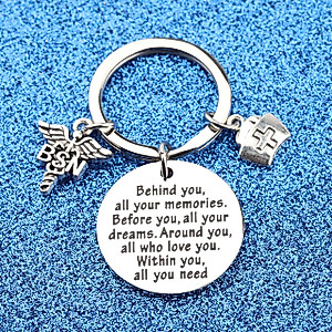 FEELMEM BSN Keychain BSN Bachelor of Science Nursing Gifts Behind You All Memories Before You All Your Dream BSN Graduation Gift for Women (BSN Keychain)