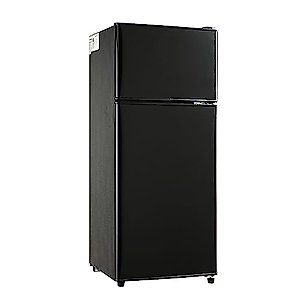 Kazigak Compact Refrigerator Double Door Mini Fridge with Freezer, 3.5 CU FT Mini Refrigerator with 7 Level Adjustable Thermostat for Office, Dorm, Apartment, Black