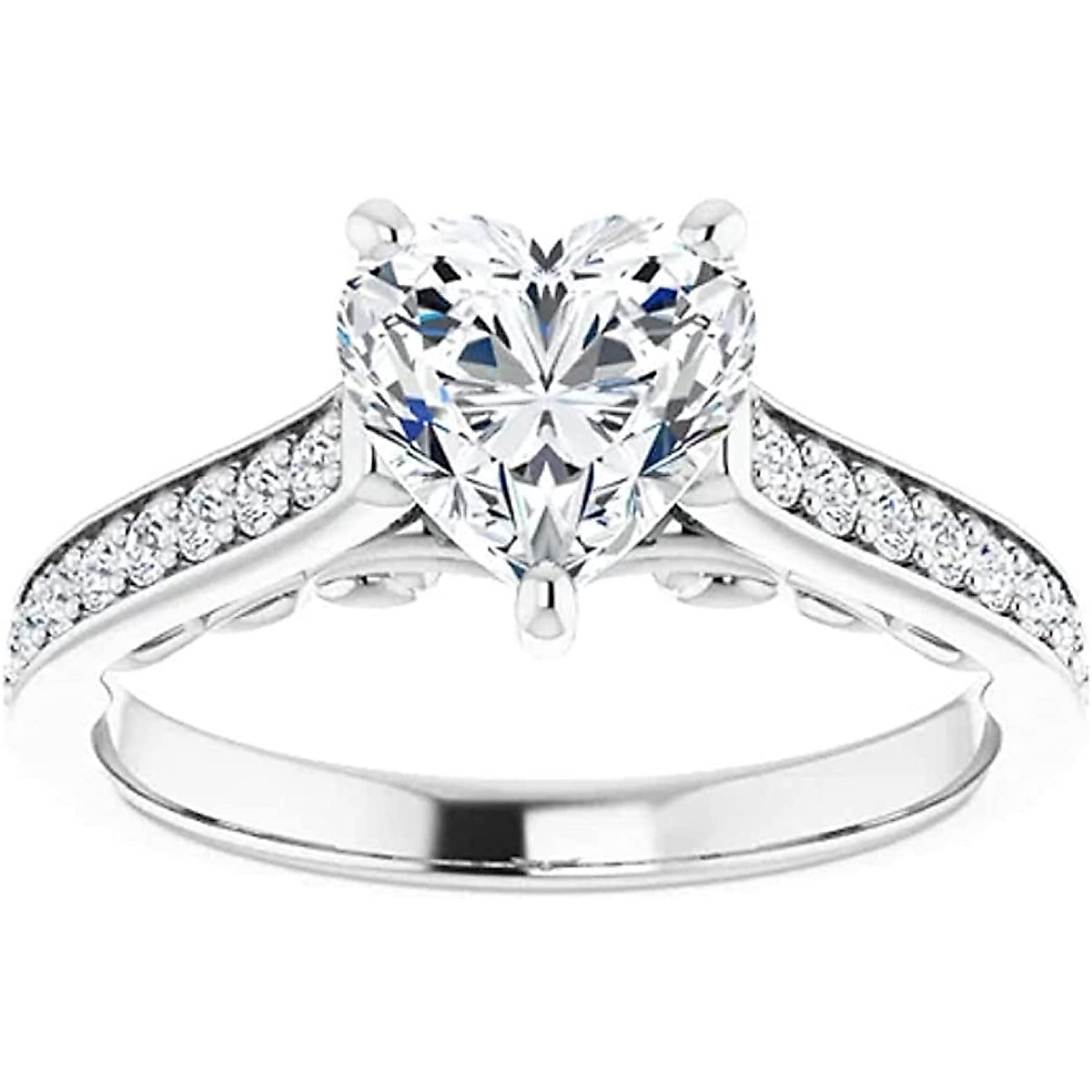 Moissanite World Art Deco Engagement Ring, Heart Cut 2.00CT, VVS1 Clarity, Colorless Moissanite Ring, 925 Sterling Silver, Valentine's Gift, Wedding Ring, Perfact for Gift (7.5)